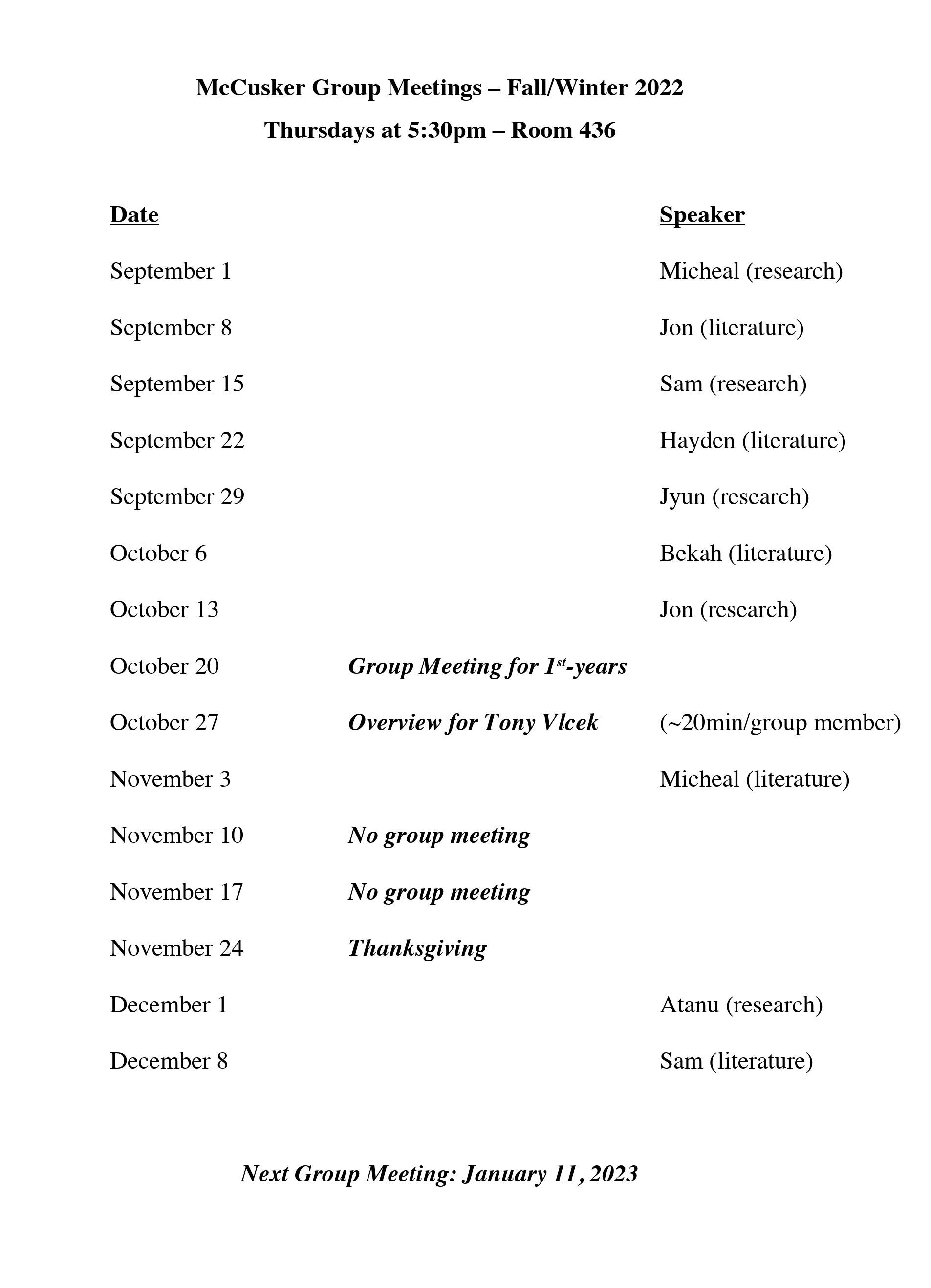 Meeting Schedule meeting-schedule